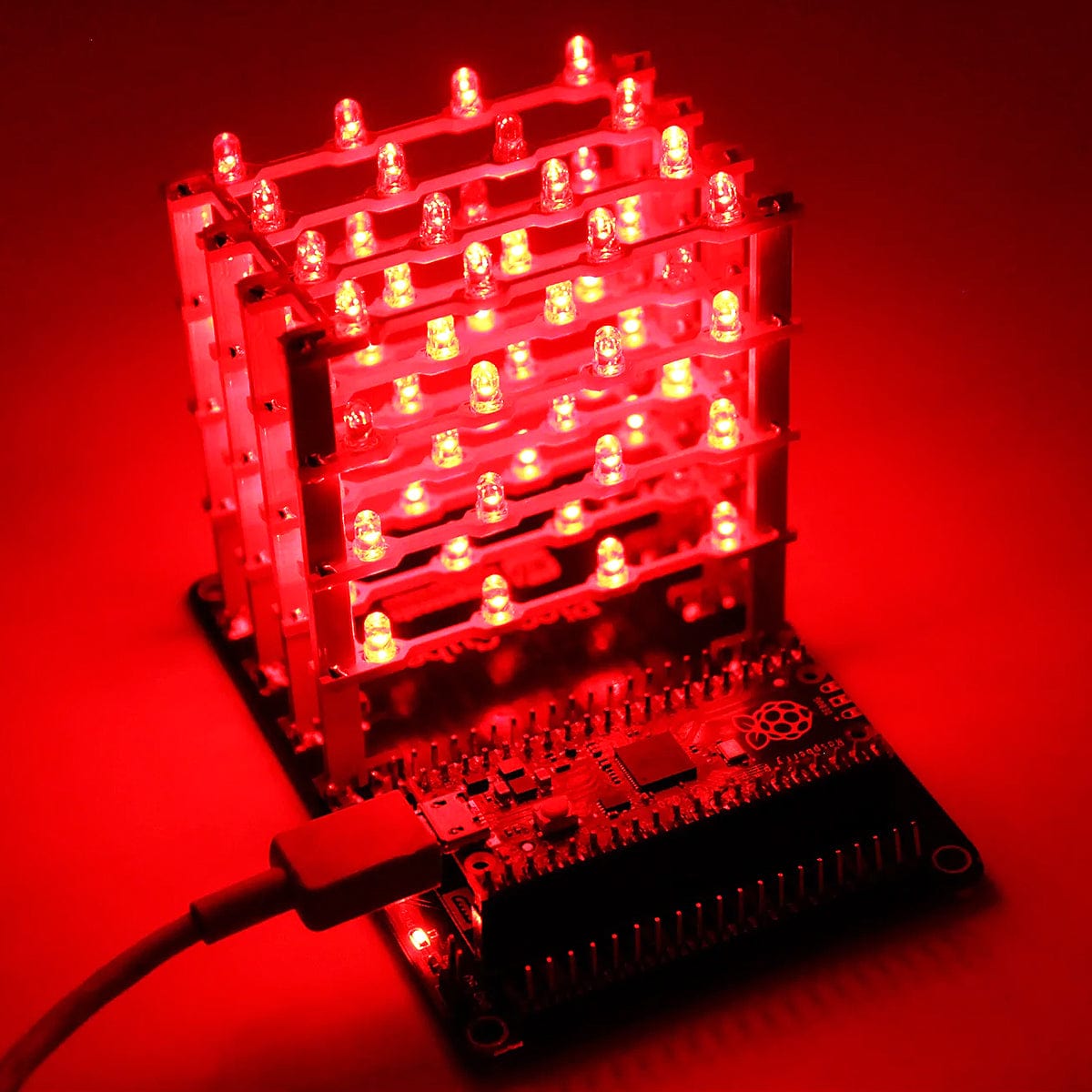 Pico Cube Assembled Red Leds The Pi Hut