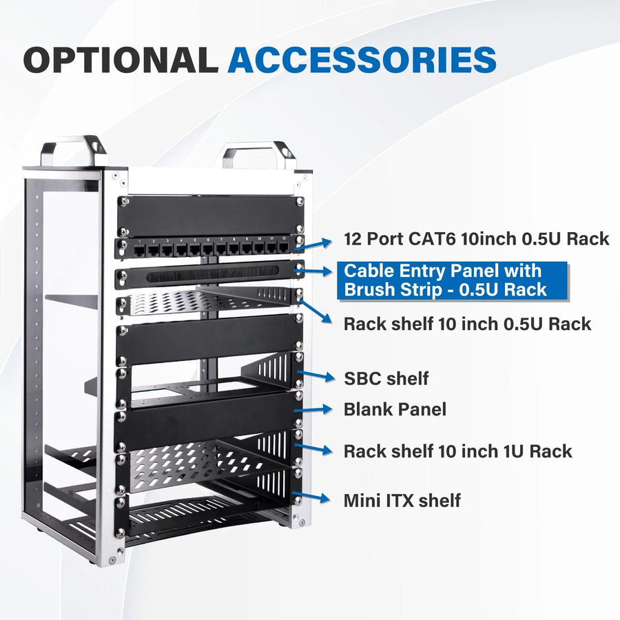 0.5U 10" Cable Entry Panel with Brush Strip for DeskPi RackMate - The ...