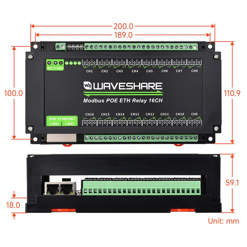 16-Channel Modbus Ethernet Relay Module - The Pi Hut