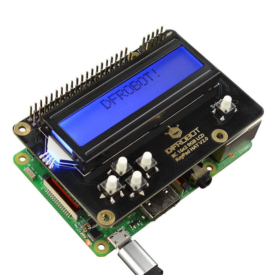 16x2 I2C RGB LCD Keypad HAT with RGB Backlight V2.0 - The Pi Hut