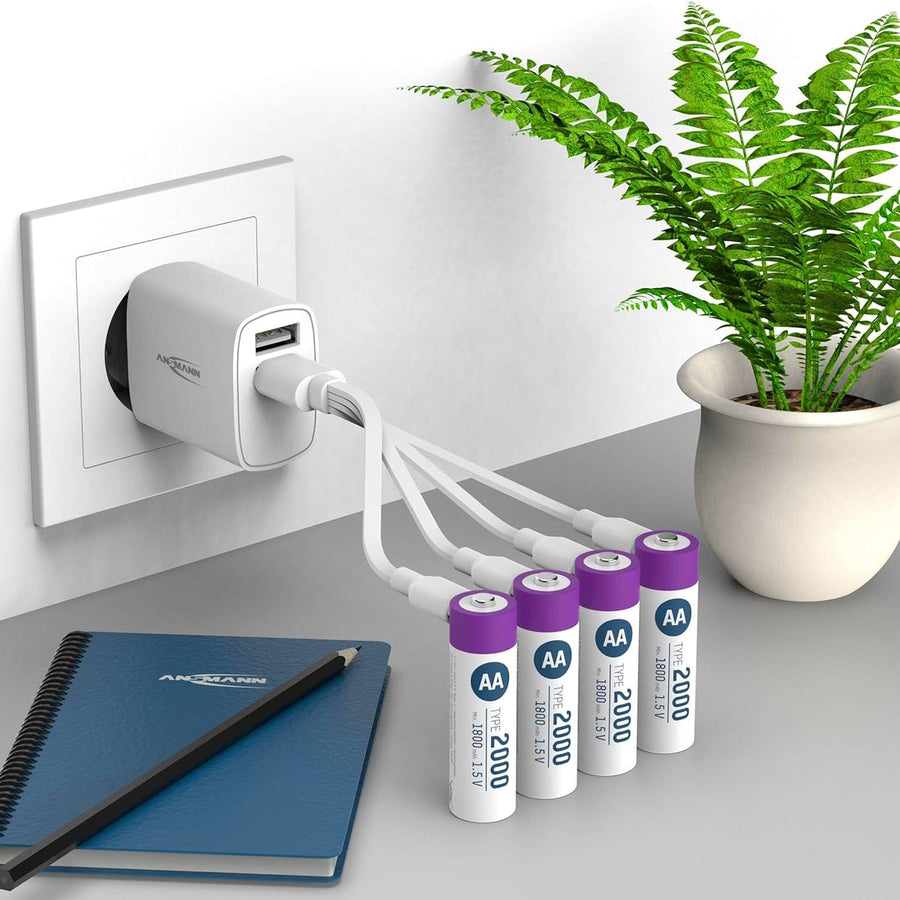 USB-C Rechargeable Li-Ion AA Batteries (4-pack, 2000mAh) - The Pi Hut