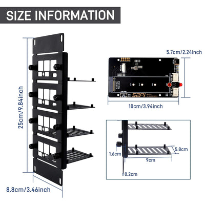 2U 10" Rack Mount with 4x PCIe NVMe Boards for DeskPi RackMate - The Pi Hut