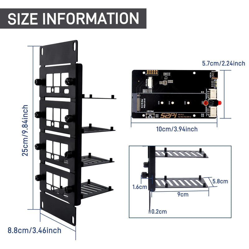 2U 10" Rack Mount with 4x PCIe NVMe Boards for DeskPi RackMate - The Pi Hut