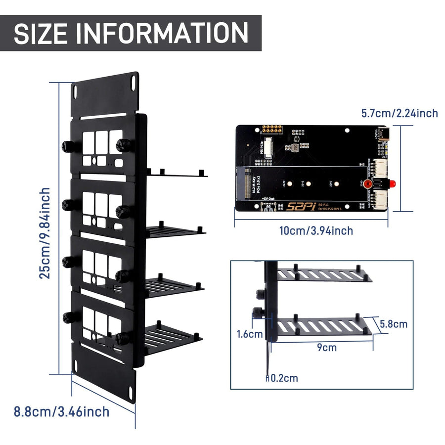 2U 10" Rack Mount with 4x PCIe NVMe Boards for DeskPi RackMate - The Pi Hut