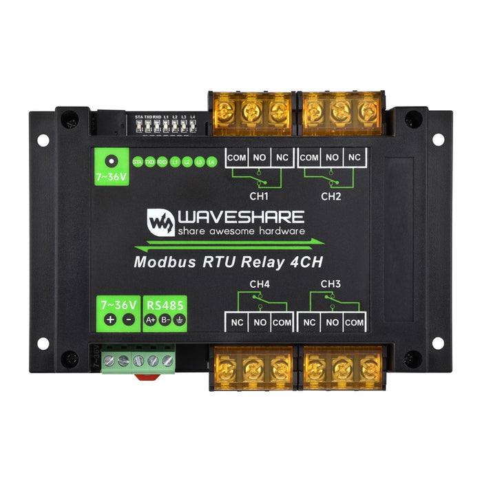 4-Channel Modbus RTU Relay Module with RS-485 Interface - The Pi Hut