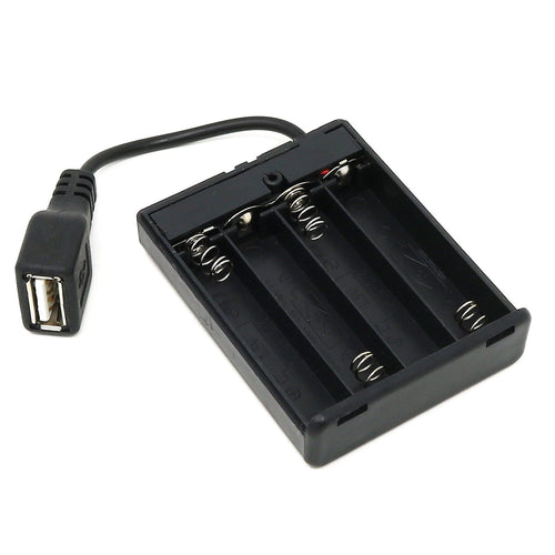 4xAAA USB Battery Holder with Cover and Switch | The Pi Hut