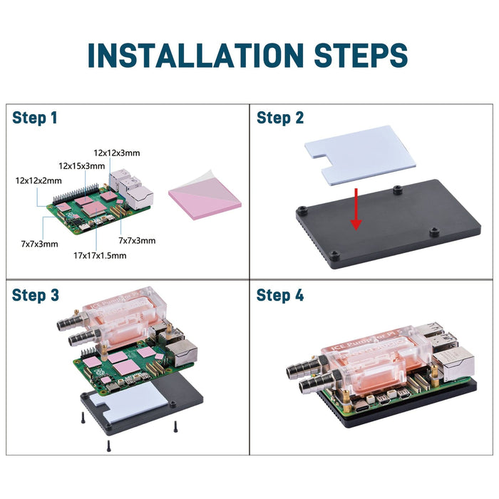 52Pi ICE Pump Water Cooling Block for Raspberry Pi 5 - The Pi Hut