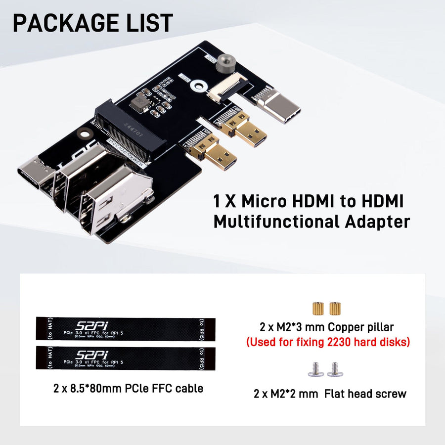 52Pi M.2 Multifunctional Adapter for Raspberry Pi 5 - The Pi Hut