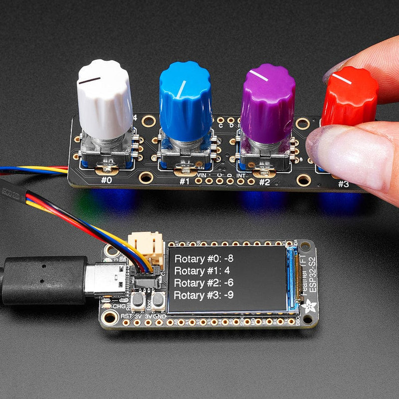 Adafruit I2C Quad Rotary Encoder Breakout with NeoPixel - STEMMA QT ...