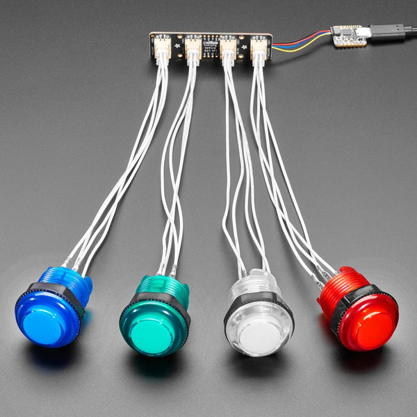 Adafruit Led Arcade Button 1x4 Stemma Qt I2c Breakout Stemma Qt Qwiic The Pi Hut