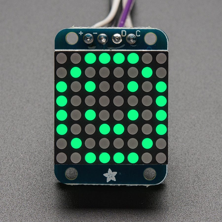 Adafruit Mini 0.8" 8x8 LED Matrix with I2C Backpack - Pure Green - The ...