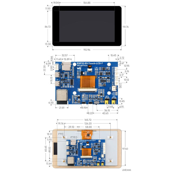 ESP32-S3 Development Board with 7" Capacitive Touch LCD Display (800 x ...