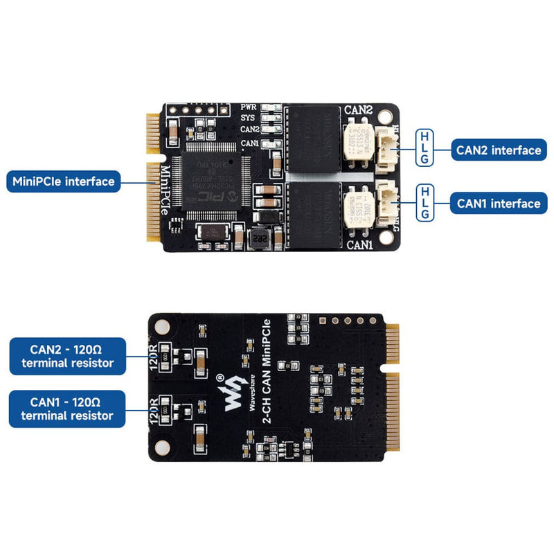 Mini PCIe 2-Channel CAN Card with USB Adapter - The Pi Hut