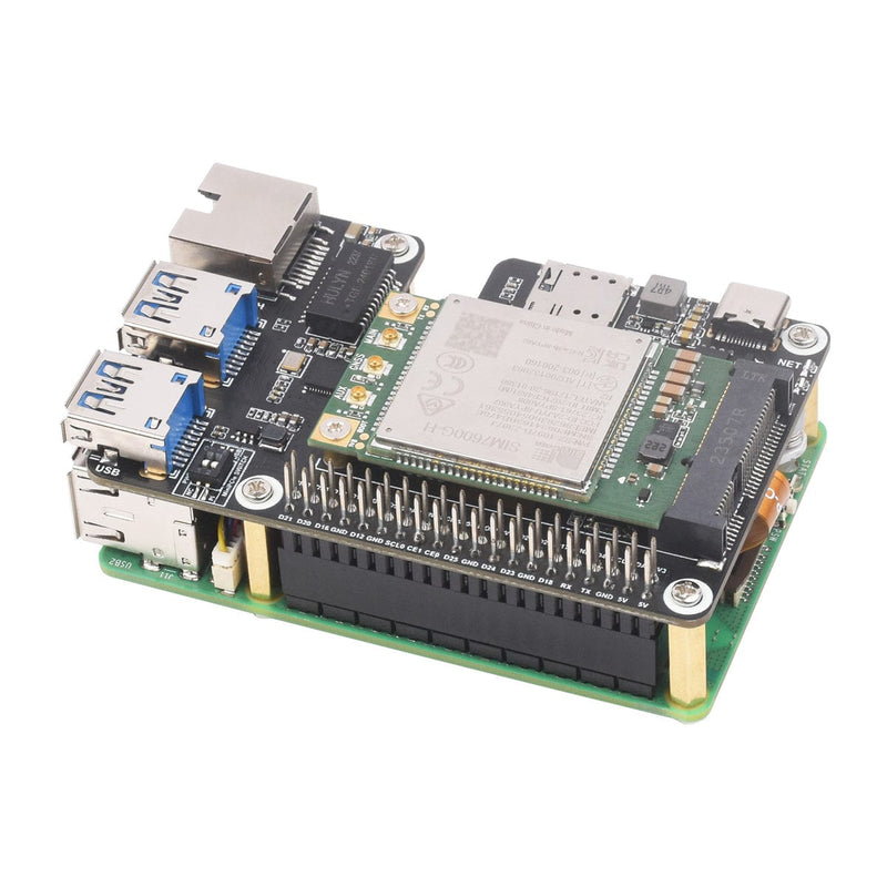 Mini PCIe / Gigabit Ethernet / USB 3.2 Gen1 HAT for Raspberry Pi 5 ...