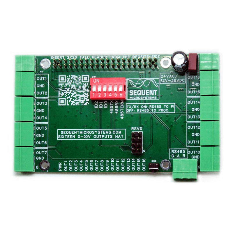 Sixteen 0-10V Analogue Outputs 8-Layer Stackable HAT for Raspberry Pi ...