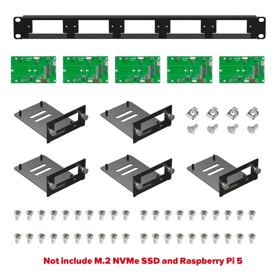 Uctronics Rack Basic for Pi 5 - 19" 1U Rack Mount with 5x M.2 Bases ...