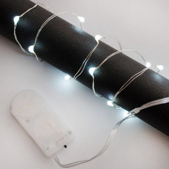 Wire Light LED Strand - 12 Cool White LEDs + Coin Cell Holder ...