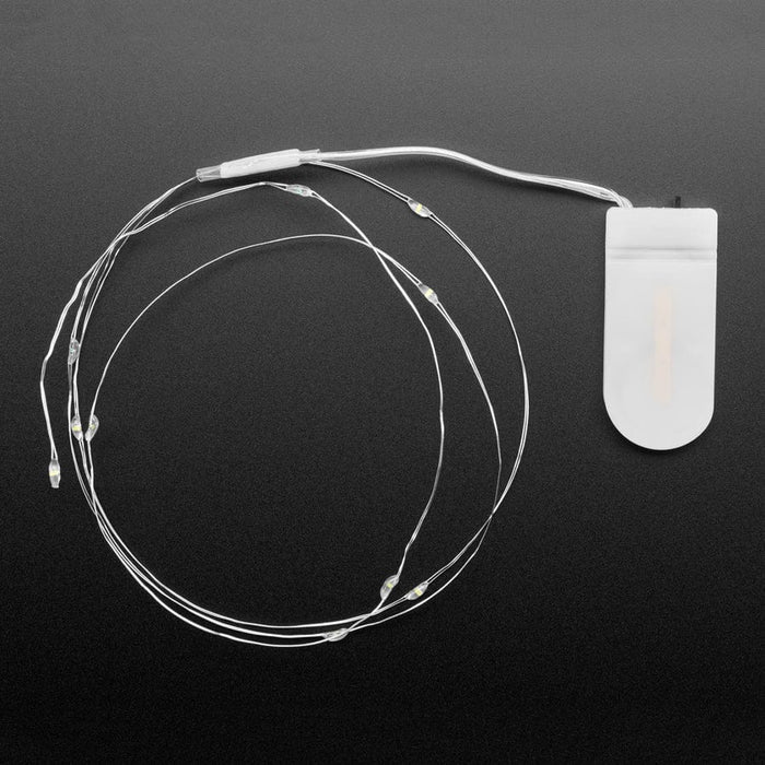 Wire Light LED Strand - 12 Cool White LEDs + Coin Cell Holder ...