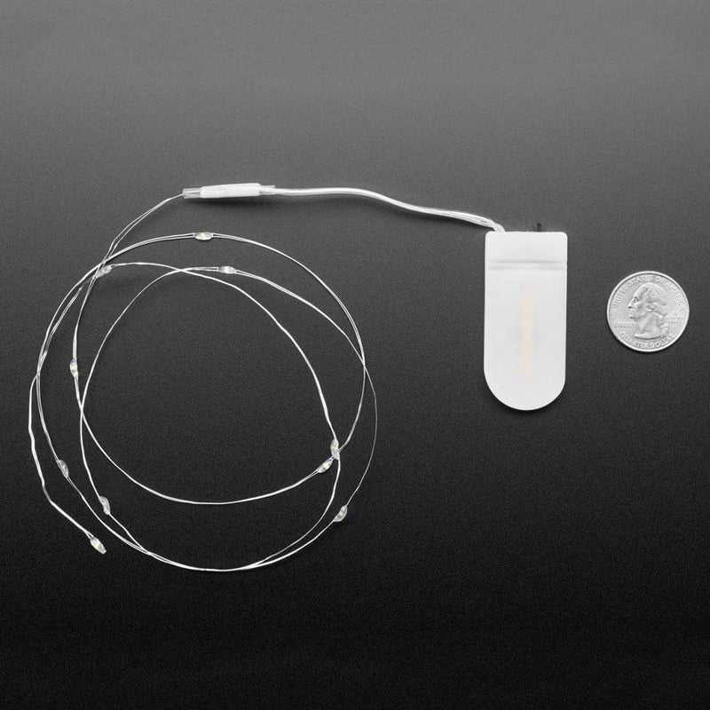 Wire Light LED Strand - 12 Cool White LEDs + Coin Cell Holder ...