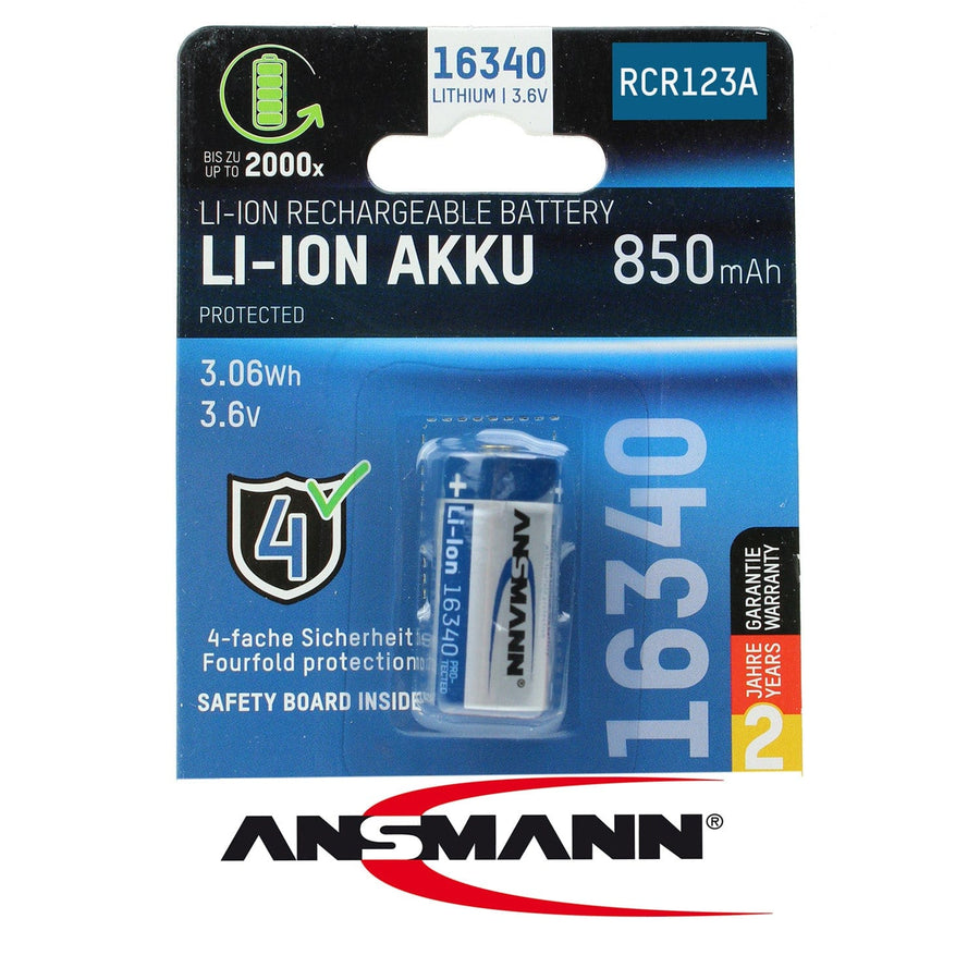 16340 Rechargeable Protected Lithium-ion Battery (3.6V, 850mAh) | The ...