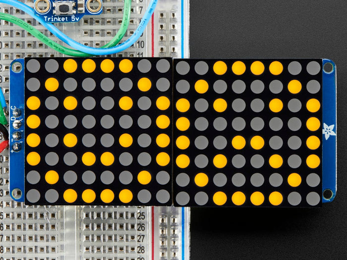 16x8 1.2" LED Matrix + Backpack-Ultra Bright Round Orange LEDs | The Pi Hut