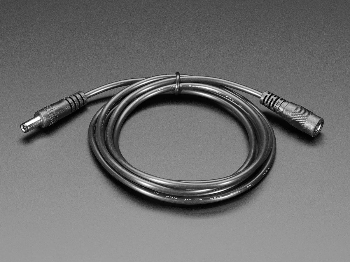 2.1mm female/male barrel jack extension cable (1.5m / 5 ft) - The Pi Hut