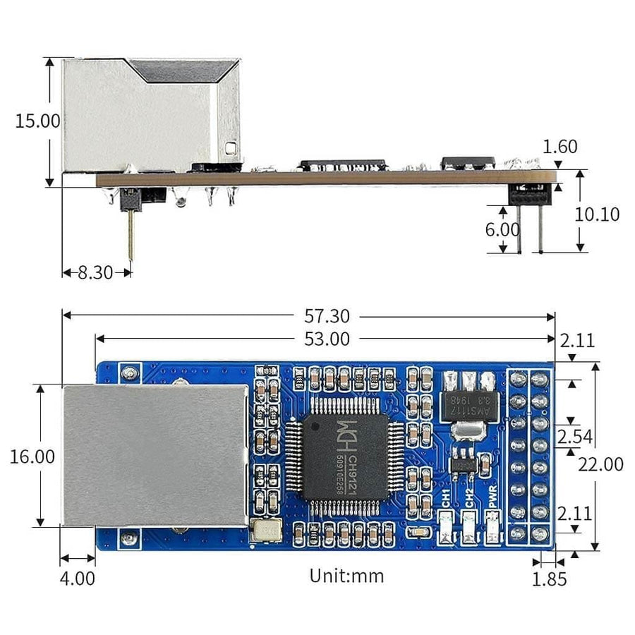 2-Channel UART to Ethernet Converter (CH9121) | The Pi Hut 2-Channel UART to Ethernet Converter (CH9121) | The Pi Hut