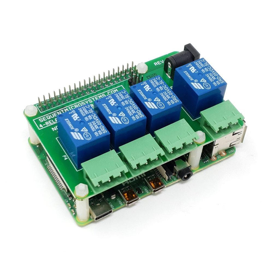 4-Relay Heavy Duty Stackable Card for Raspberry Pi [Discontinued] - The ...