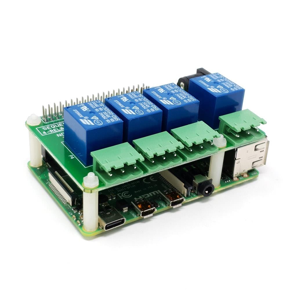4-Relay Heavy Duty Stackable Card for Raspberry Pi [Discontinued] - The ...