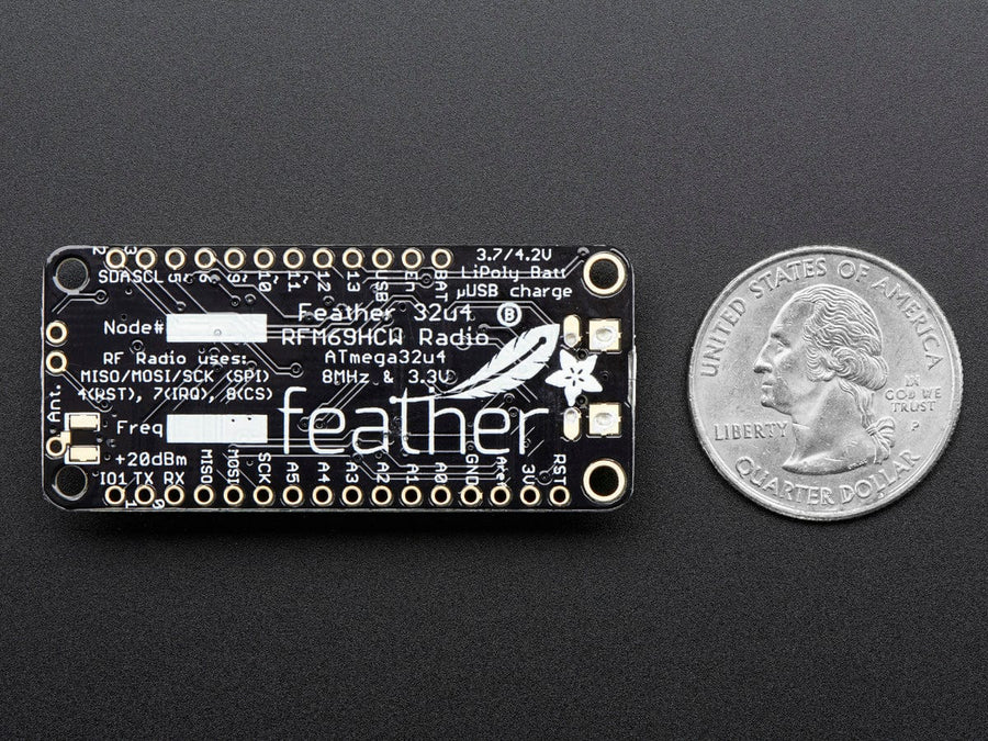 Adafruit Feather 32u4 RFM69HCW Packet Radio - 868 or 915 MHz ...