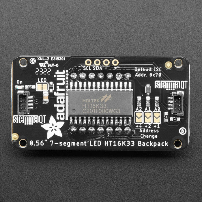 Assembled Adafruit 0.56" 4-Digit 7-Segment Display - w/ I2C Backpack QT ...