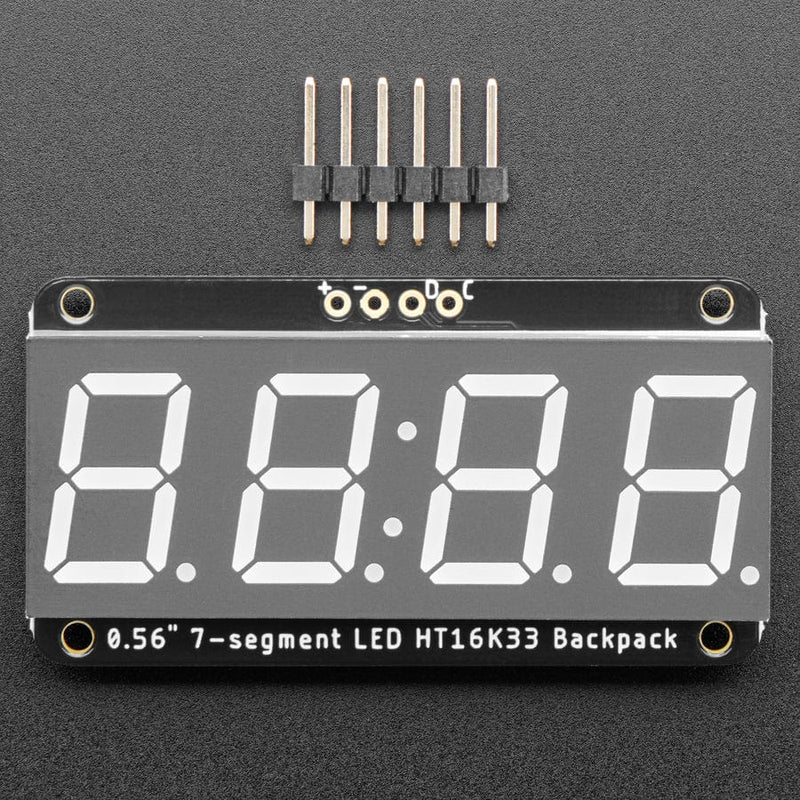 Assembled Adafruit 0.56" 4-Digit 7-Segment Display - w/ I2C Backpack QT ...