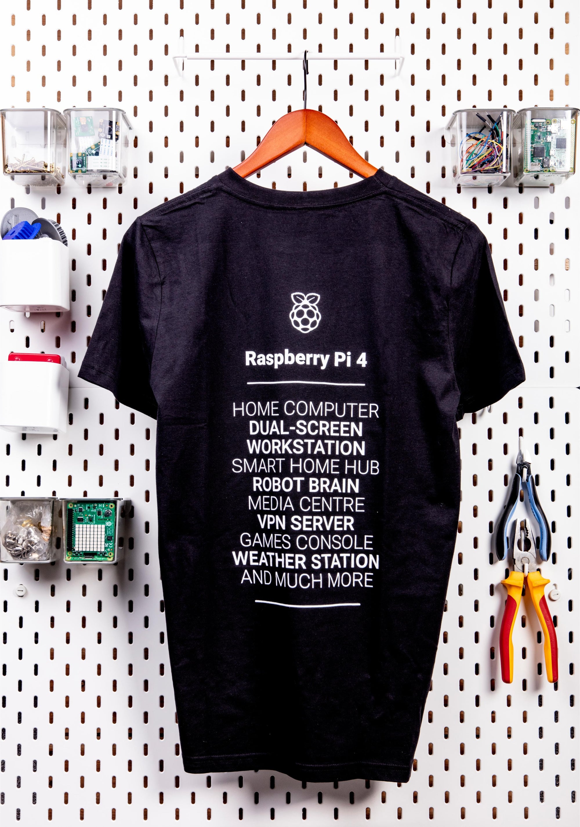 Black Raspberry Pi "Pi 4" T-shirt (Adult Size) [Discontinued] | The Pi Hut