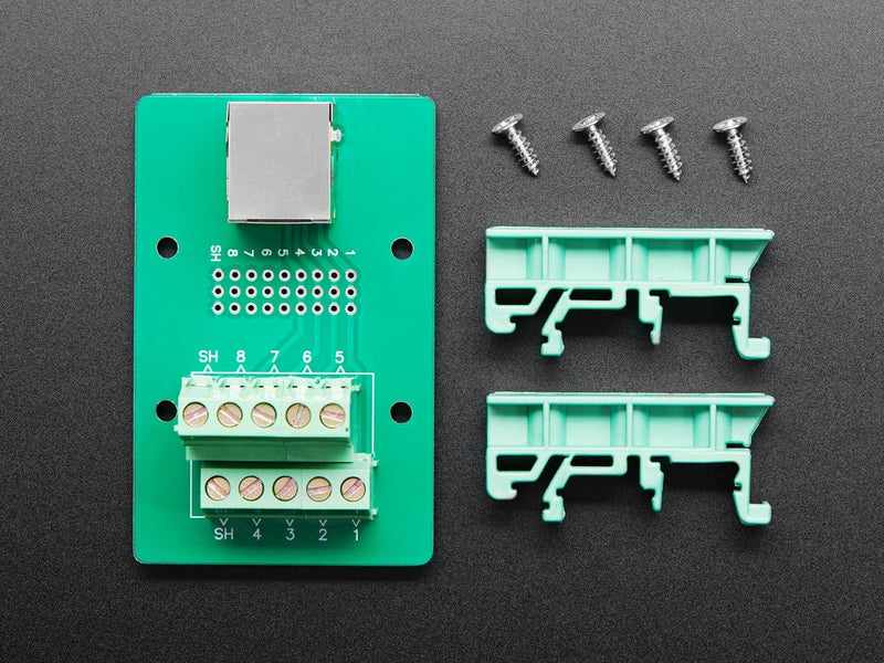 DIN Rail RJ-45 To Terminal Block Adapter (Right Angle Jack) - The Pi Hut