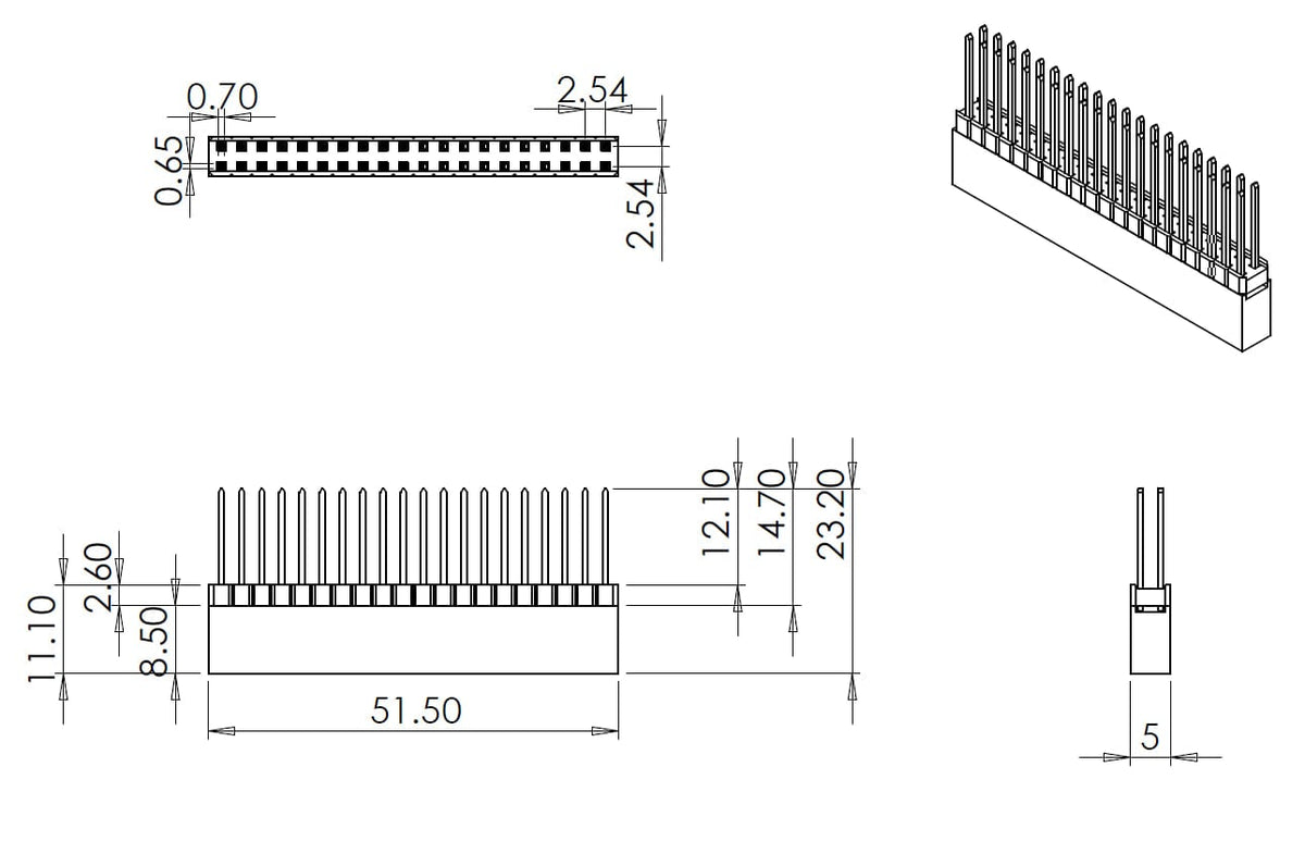Extra-Tall Push-Fit Stacking GPIO Header for Raspberry Pi - Single ...