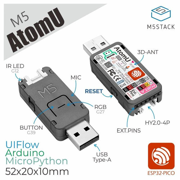 M5Stack AtomU ESP32 Development Kit with USB-A [Discontinued] - The Pi Hut
