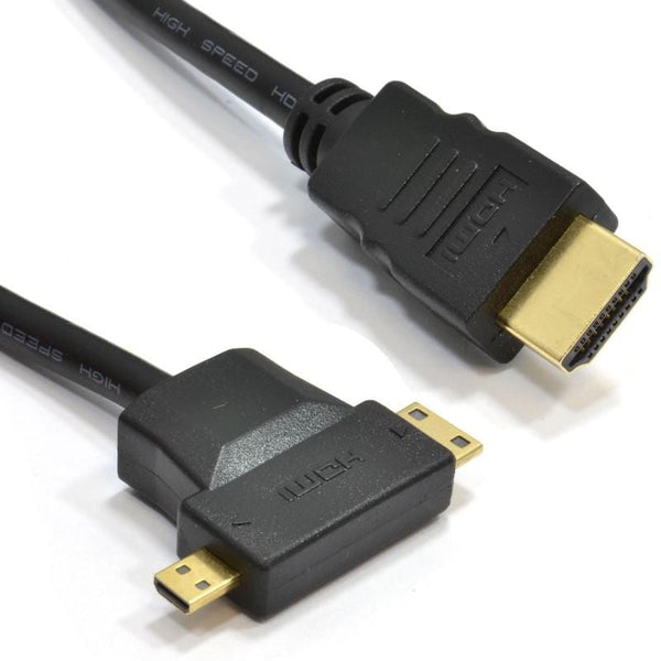 Micro and Mini HDMI Hammerhead Cable - 1m [Discontinued] - The Pi Hut