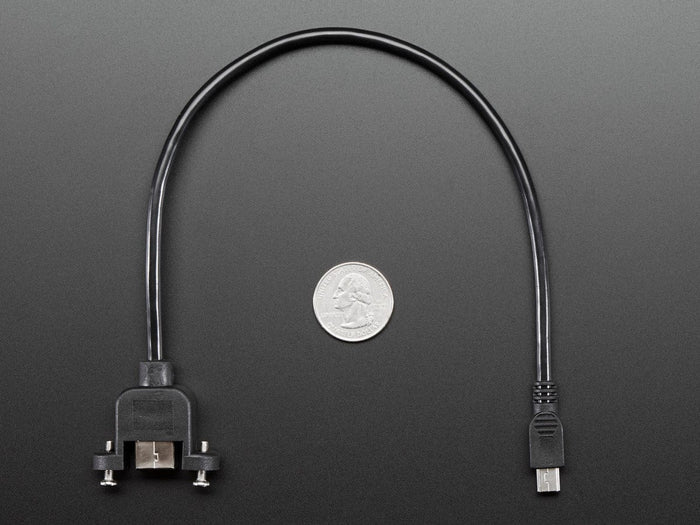 Panel Mount USB Cable - B Female to Mini-B Male - The Pi Hut