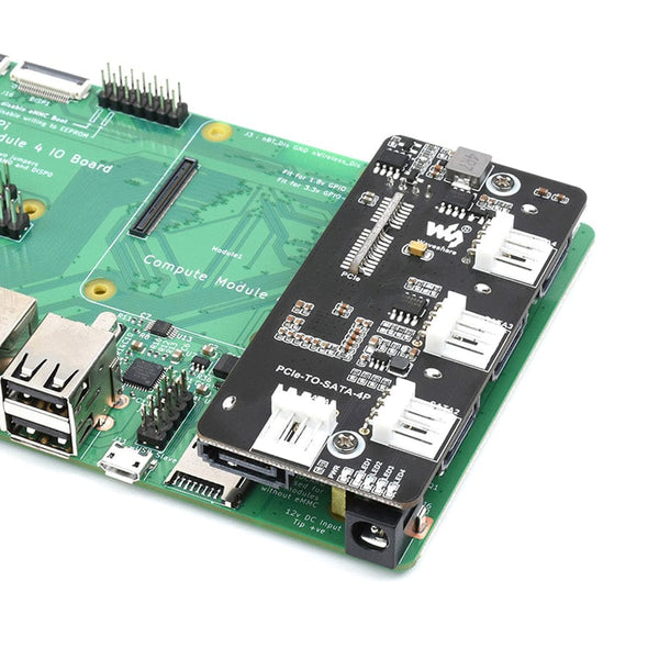 PCI-E to 4-channel SATA 3.0 Adapter for CM4 IO Board | The Pi Hut