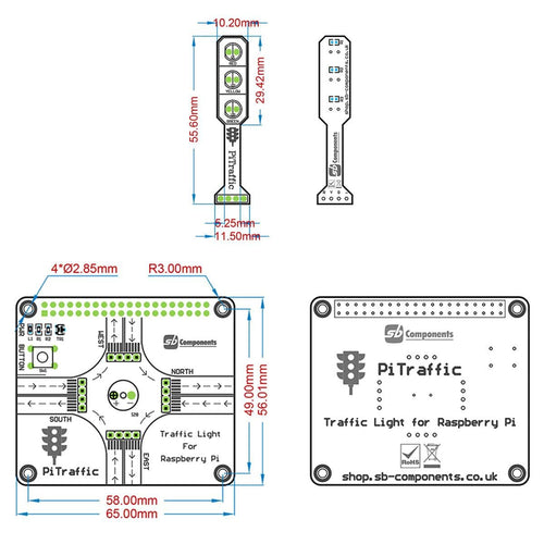 PiTraffic - Raspberry Pi Traffic Light HAT - The Pi Hut