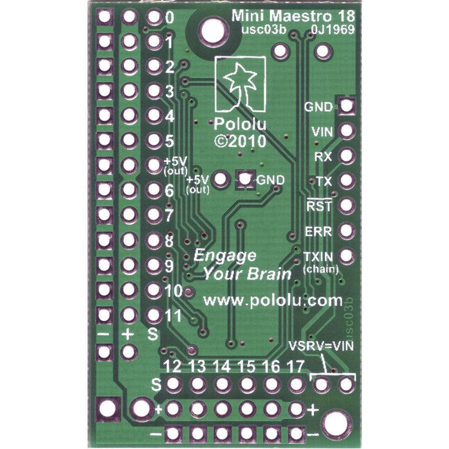 Pololu Mini Maestro 12-Channel USB Servo Controller (Assembled) - The ...