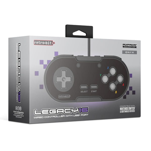 Retro-Bit Legacy16 Wired USB Controller - Onyx [Discontinued] - The Pi Hut