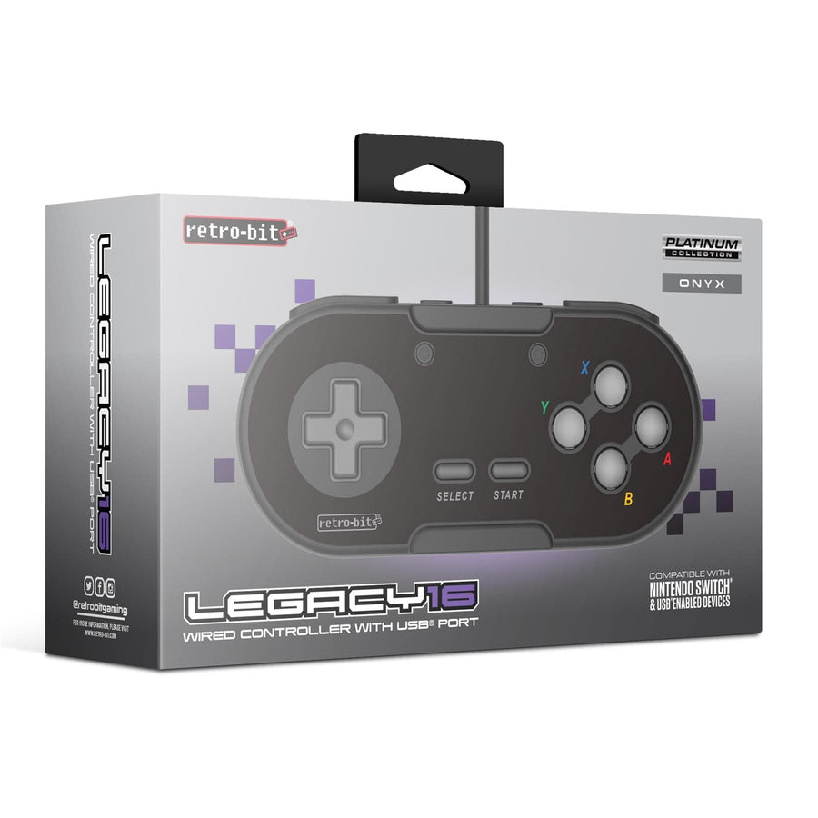 Retro-Bit Legacy16 Wired USB Controller - Onyx [Discontinued] - The Pi Hut